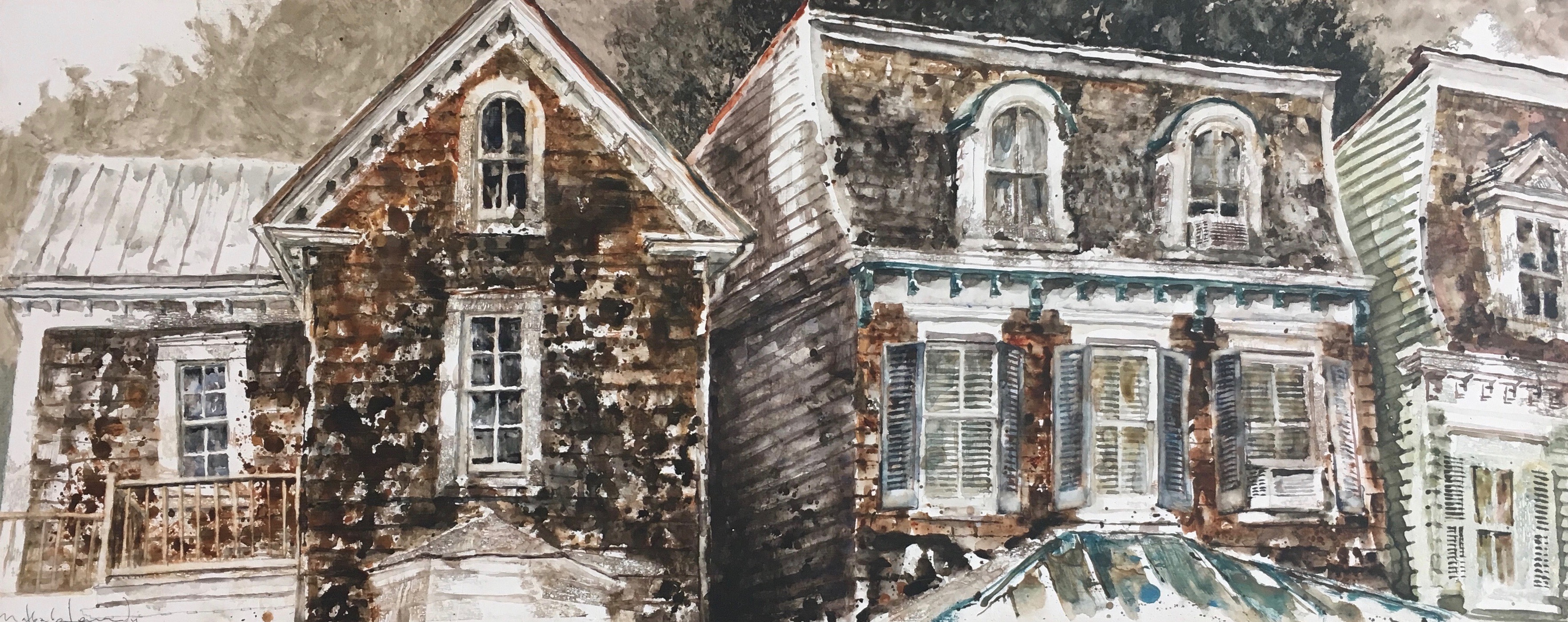 Build a Facade With Textured Washes - American Watercolor